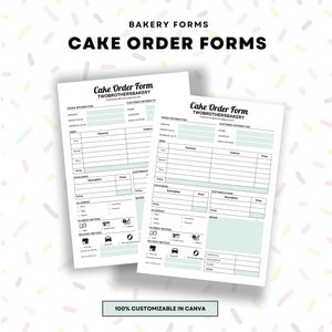 Cake Order Form | Printable Baking Form | Bakery Forms | Digital Order Template | Digital ...