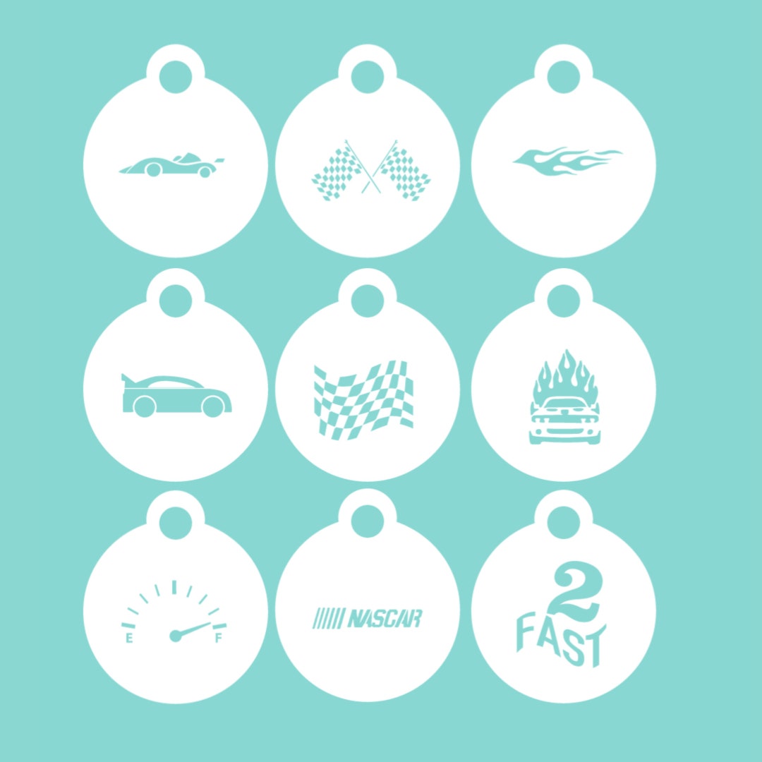 Race Car Stencils 2 Fast 2 Curious Turning Two Cookie Stencils Macaron ...