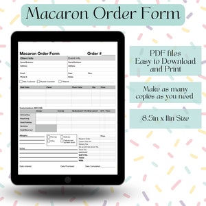 Macaron Invoice Form Printable Baking Form Bakery Planner - Etsy