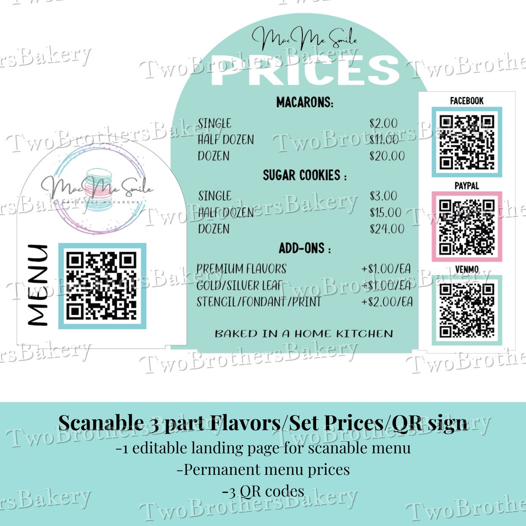 Scan for Menu Sign, Bakery Menu, Bakery Prices, Acrylic Sign, Market ...