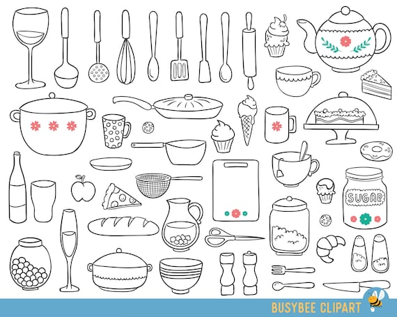 Kitchen Clipart Baking Clipart Kitchen Utensils Clipart Baking - Etsy