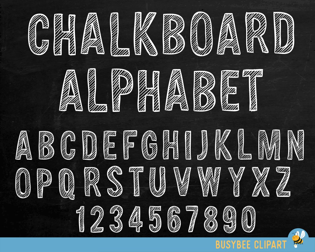 ALPHABET Chalkboard Clipart Digital Chalk Alphabet Clip Art Hand Drawn ...