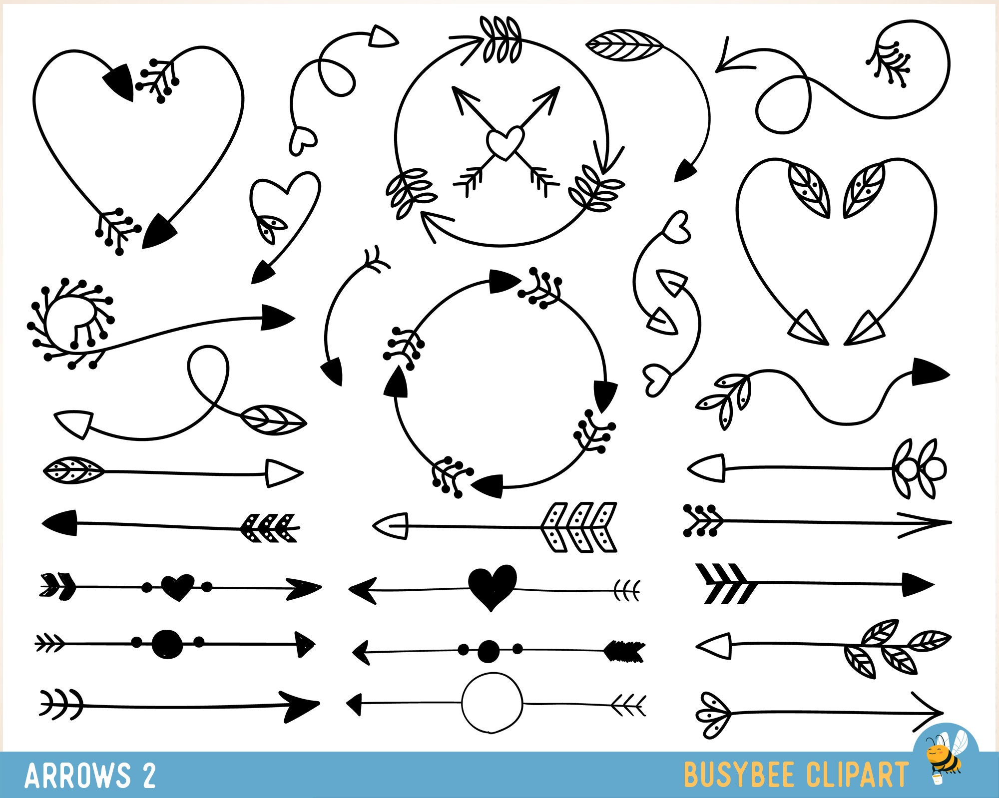 Arrows Clip Art, Tribal Arrow Clip Art, Archery Hand Drawn Arrows ...