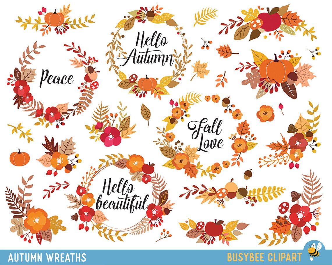 Flower Wreaths Floral Clipart Wedding Floral Clip Art Floral - Etsy