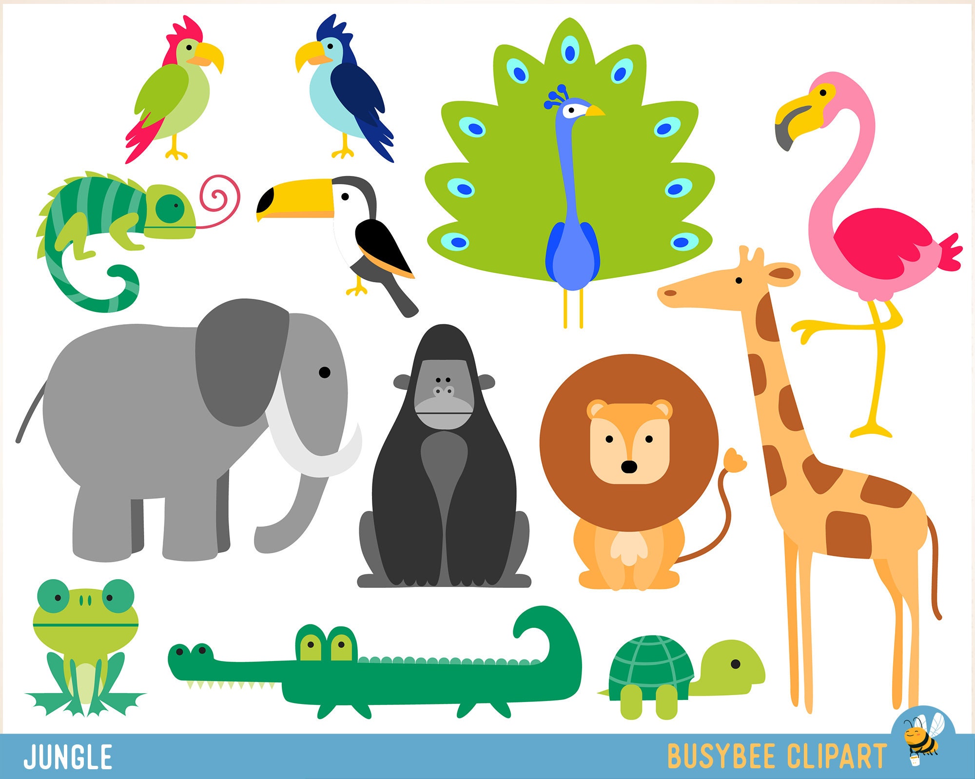 Jungle Animals Baby Digital Clipart / Safari Animals Clip Art / Zoo ...
