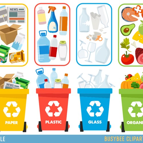 Recycling Clip Art Garbage Truck Clipart Earth Day - Etsy