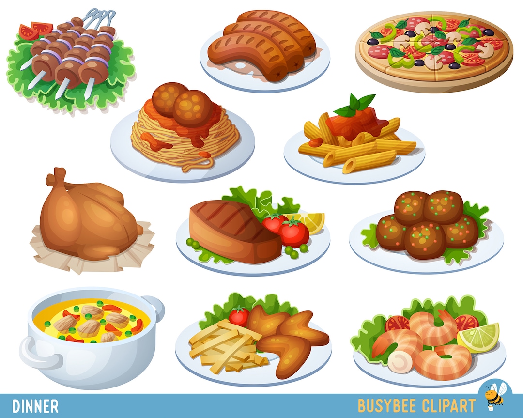 Food Clipart Dinner Clipart Spaghetti Clipart Pizza Clipart Digital ...