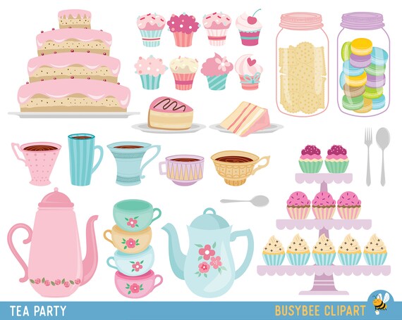 Tea Time Clipart Teapot Tea Party Clipart Vintage Tea Time - Etsy