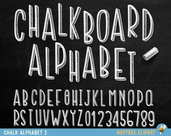ALPHABET Chalkboard Clipart Digital Chalk Alphabet Clip Art Hand Drawn ...