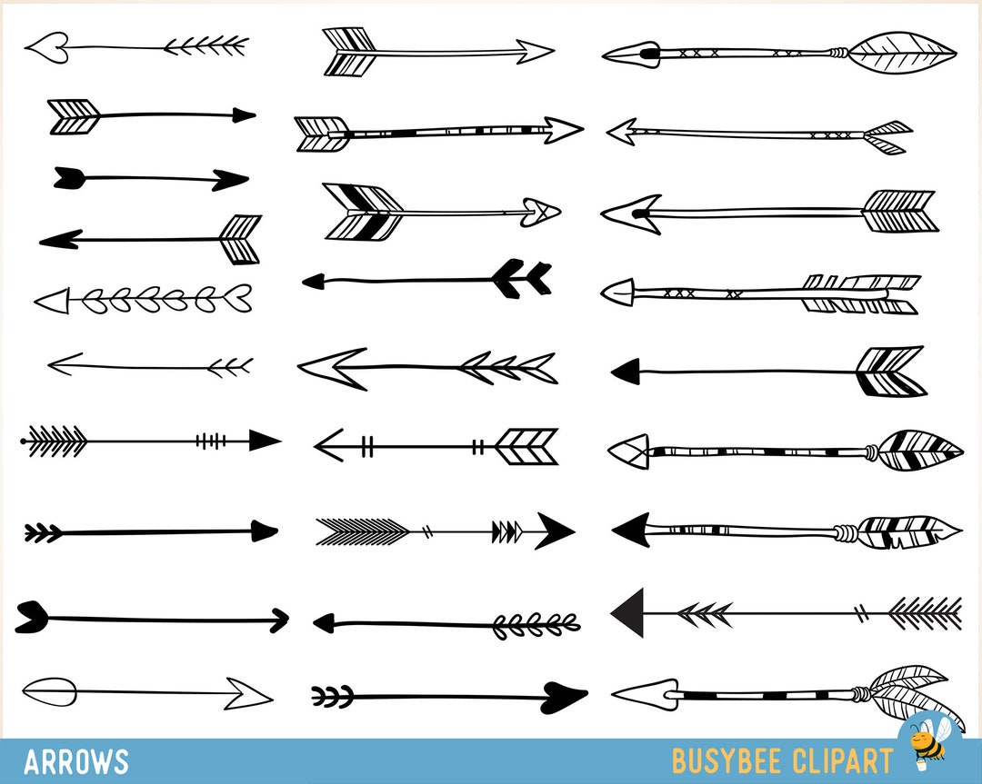 Arrows Clip Art, Tribal Arrow Clipart, Archery Hand Drawn Arrows ...