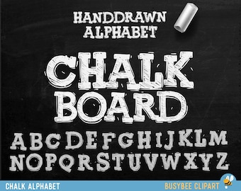 ALPHABET Chalkboard Clipart Digital Chalk Alphabet Clip Art Hand Drawn ...
