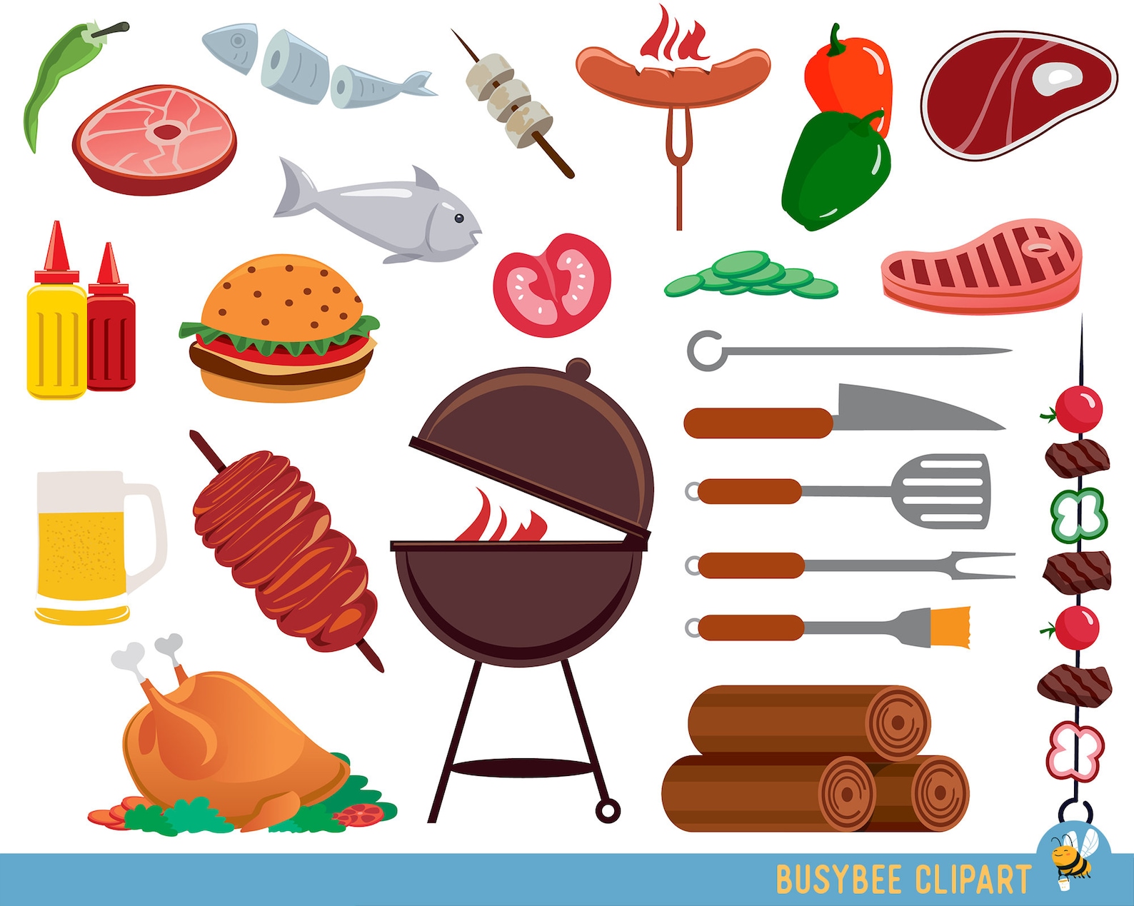 BBQ Clipart, Cookout Clipart, Barbeque Clipart, Party Food Clipart ...