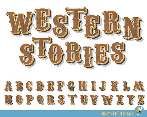 Country Western Digital Alphabet Steampunk Clip Art Alphabet - Etsy