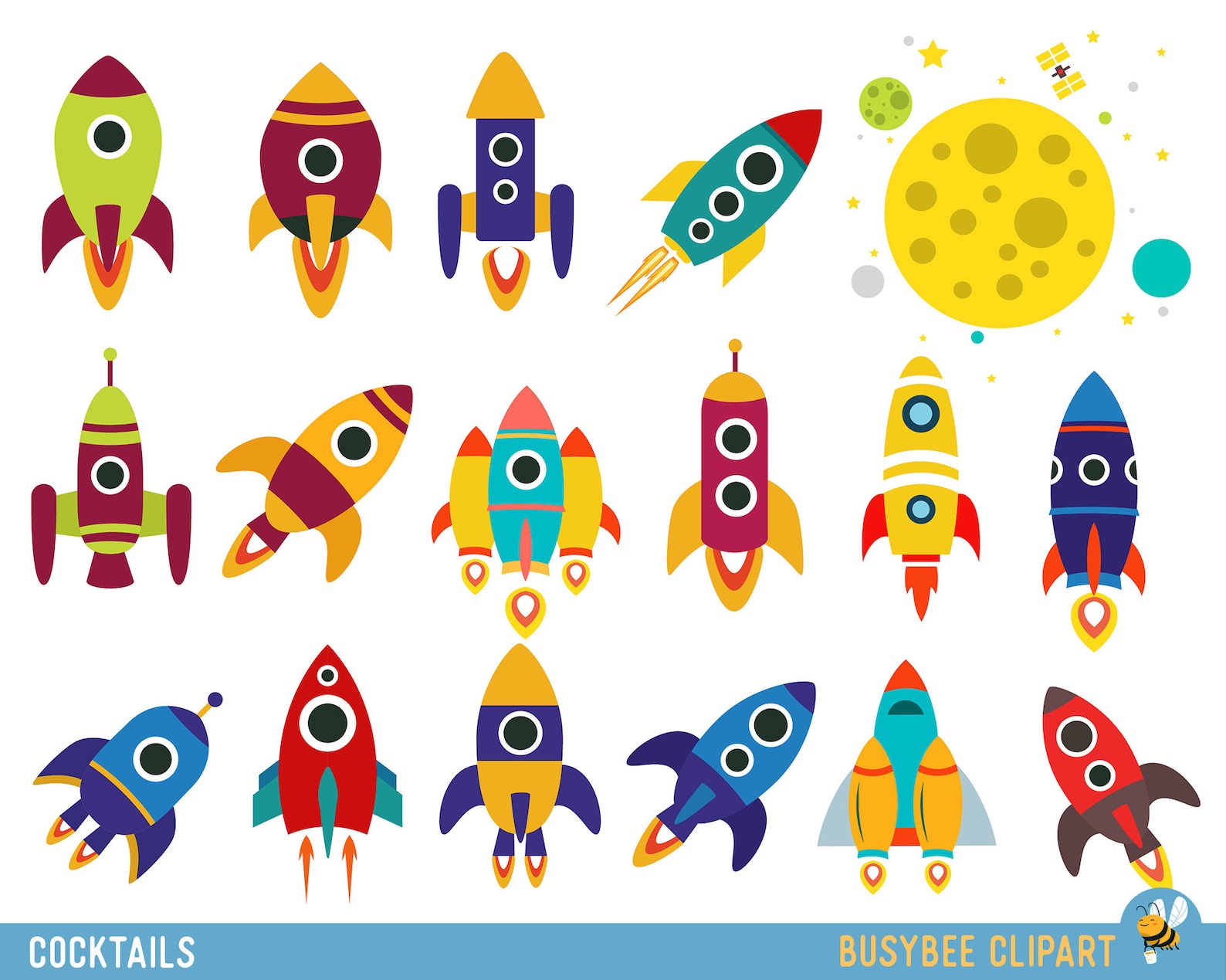 Retro Rockets Clip Art Clipart, Spaceship Rocketship Space Rocket Ship ...