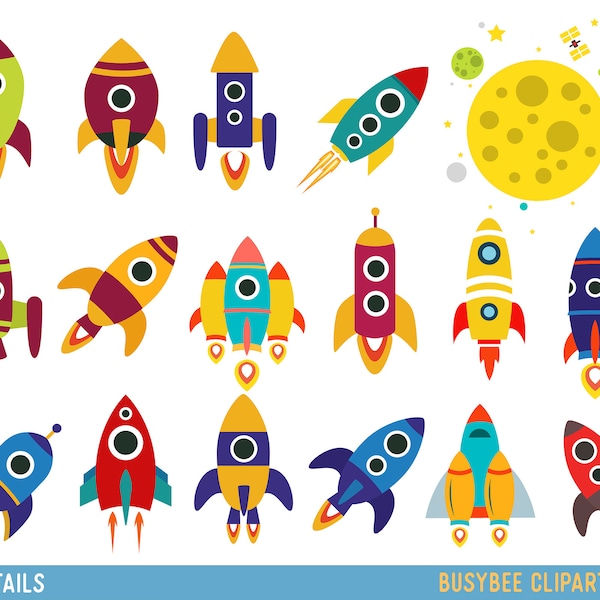 Retro Rocket Clipart - Etsy