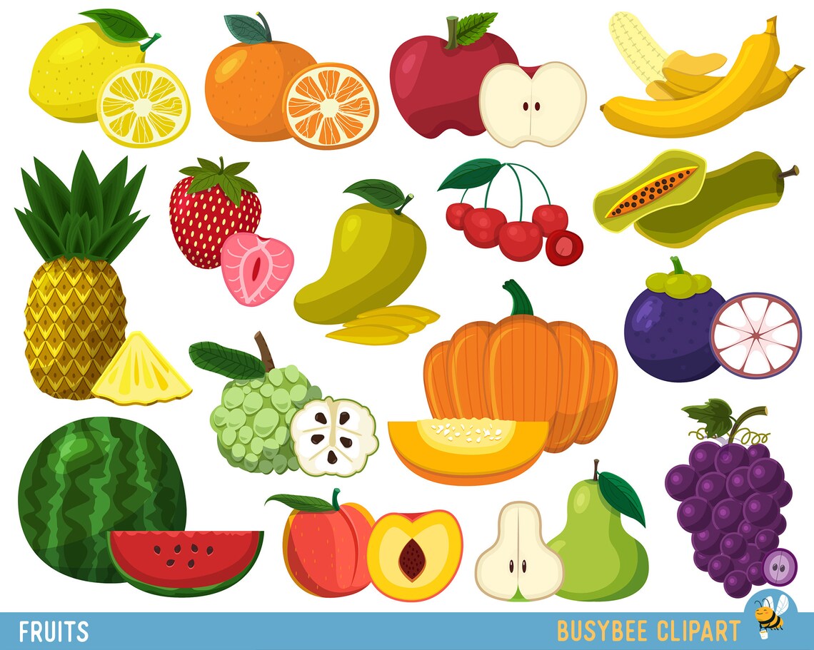 Fruits Clipart Digital, Vegetables Graphics, Fruits Digital ...