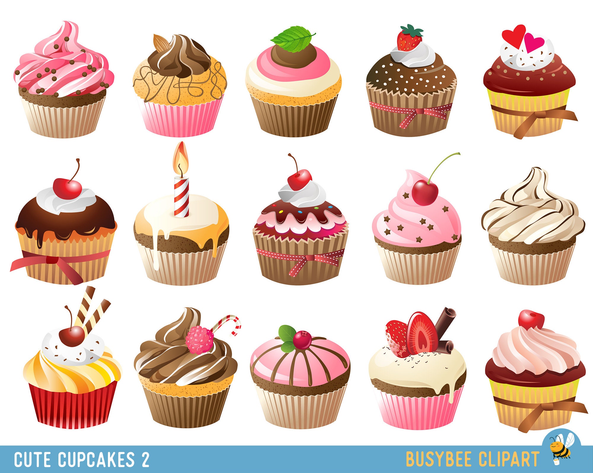 Cupcakes Clipart Digital Cupcake Clip Art Cupcake Digital Illustration ...