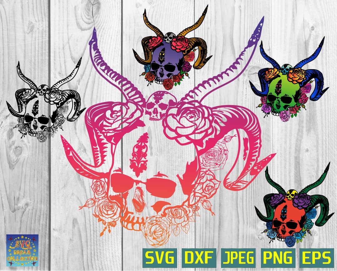 Skull SVG Flower Skull Png Floral Death Eps Horn Skull - Etsy