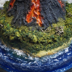 Miniature Island, Diorama With an Active Volcano (backlit) in the ...