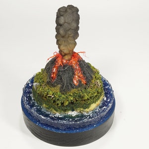 Miniature Island, Diorama With an Active Volcano (backlit) in the ...