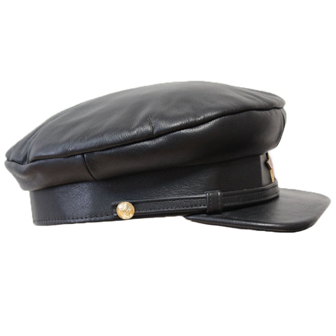 Russian Soviet NKVD KGB Revolution Black Leather Hat | Etsy