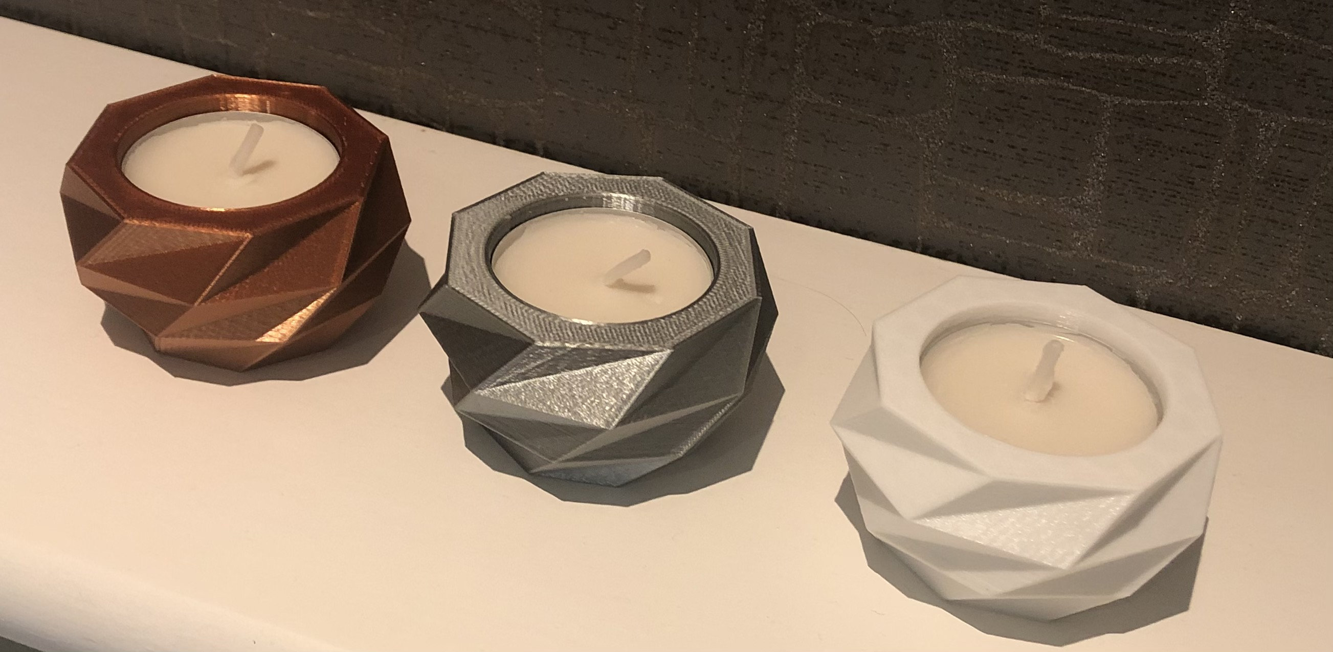 Set of three twisted tea lights. | Etsy