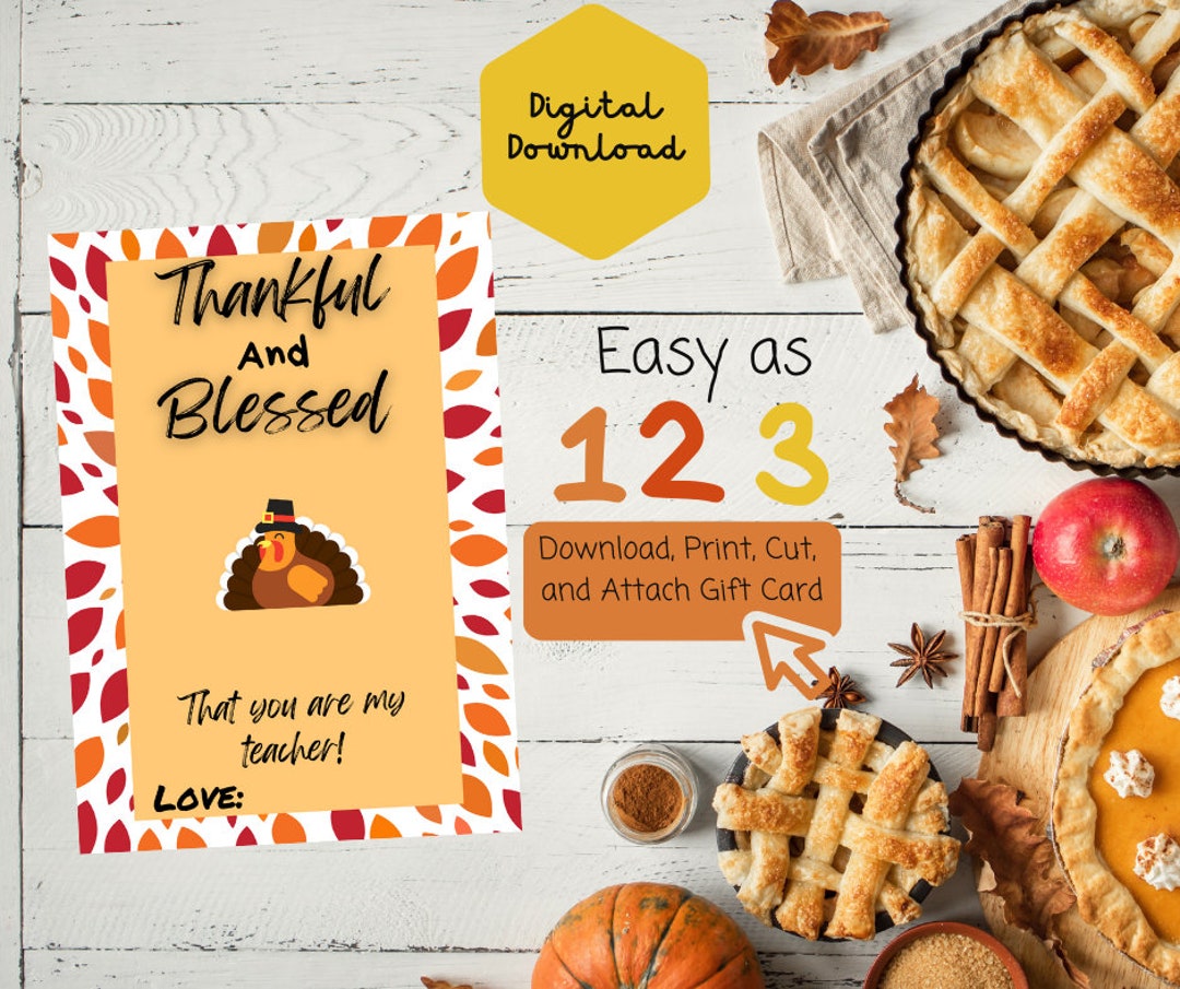 PRINTABLE Thanksgiving Teacher Gift Card Holder, November Teacher ...
