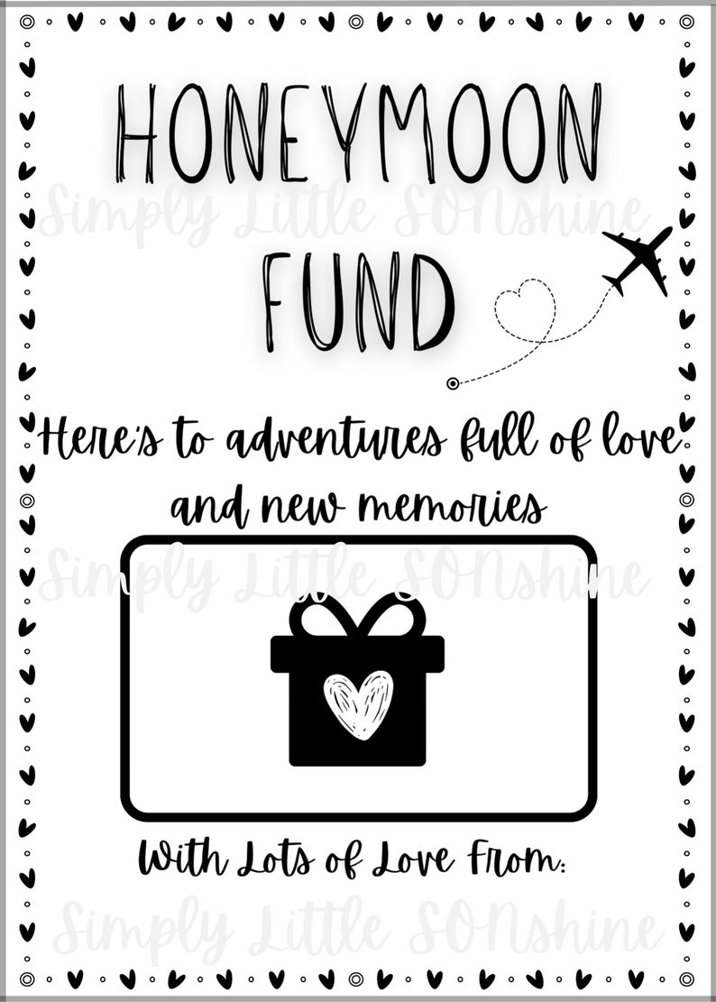 Honeymoon Fund Gift Card Holder, Printable Wedding Gift (digital ...