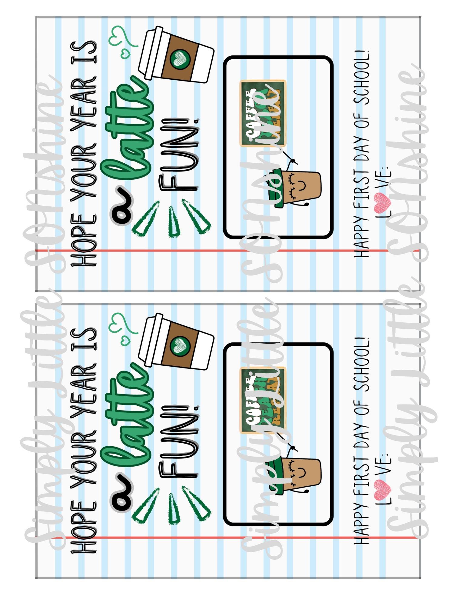 PRINTABLE Back to School Teacher Gift, Starbucks Teacher Gift Card ...