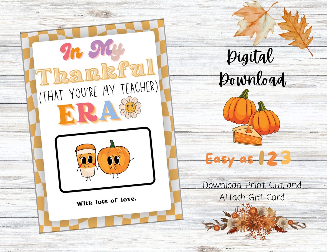 PRINTABLE Thanksgiving Teacher Gift Card Holder, Starbucks Teacher ...