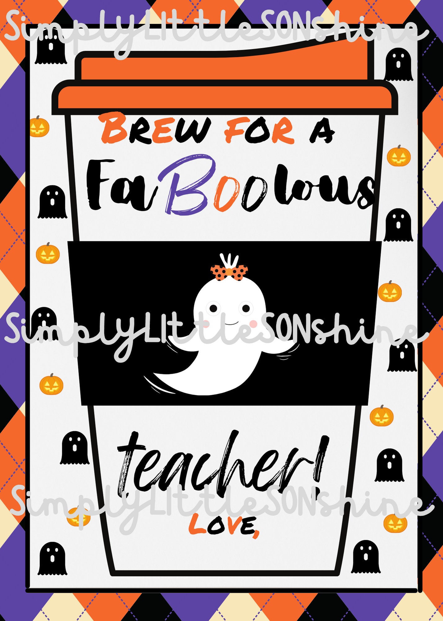 PRINTABLE Halloween Teacher Gift Card Holder, Starbucks Teacher Gift ...
