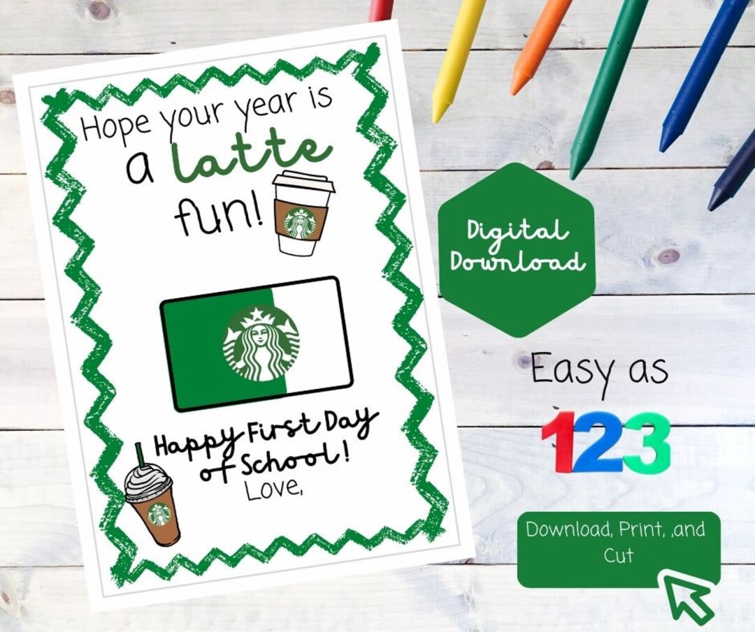 PRINTABLE Back to School Teacher Gift, Starbucks Teacher Gift Card ...