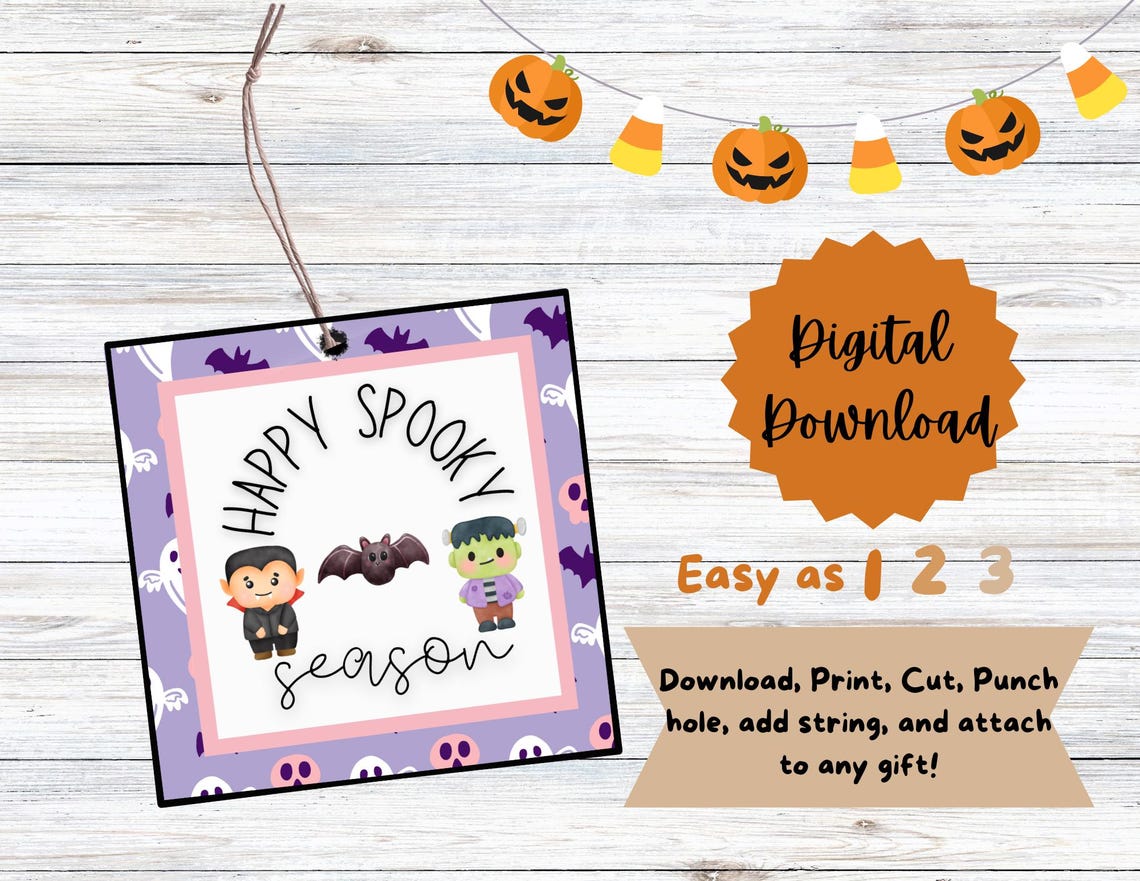 PRINTABLE Halloween Gift Tags, Spooky Season Treat Bag Tags, Favor Tags ...