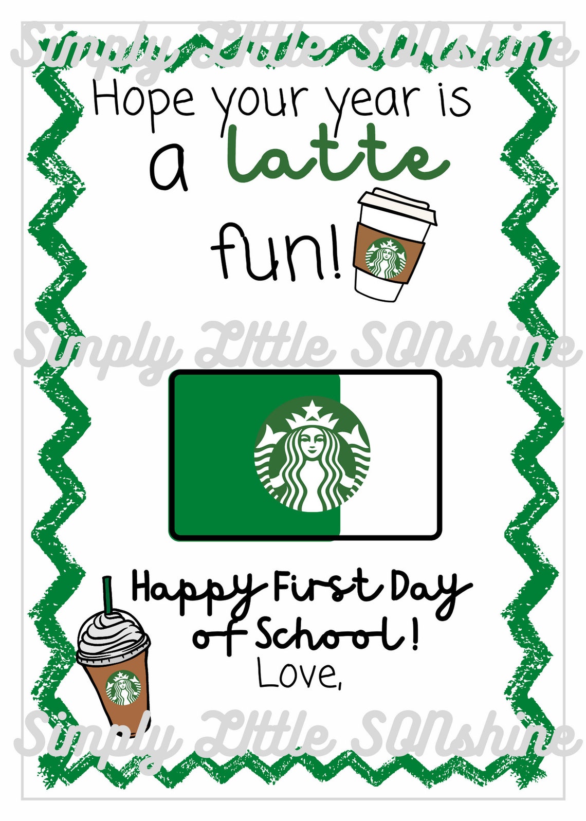 PRINTABLE Back to School Teacher Gift, Starbucks Teacher Gift Card ...