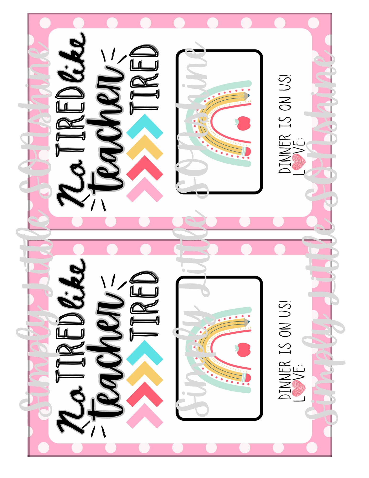 Teacher Appreciation Gift Card Holder: First Day of School Printable ...