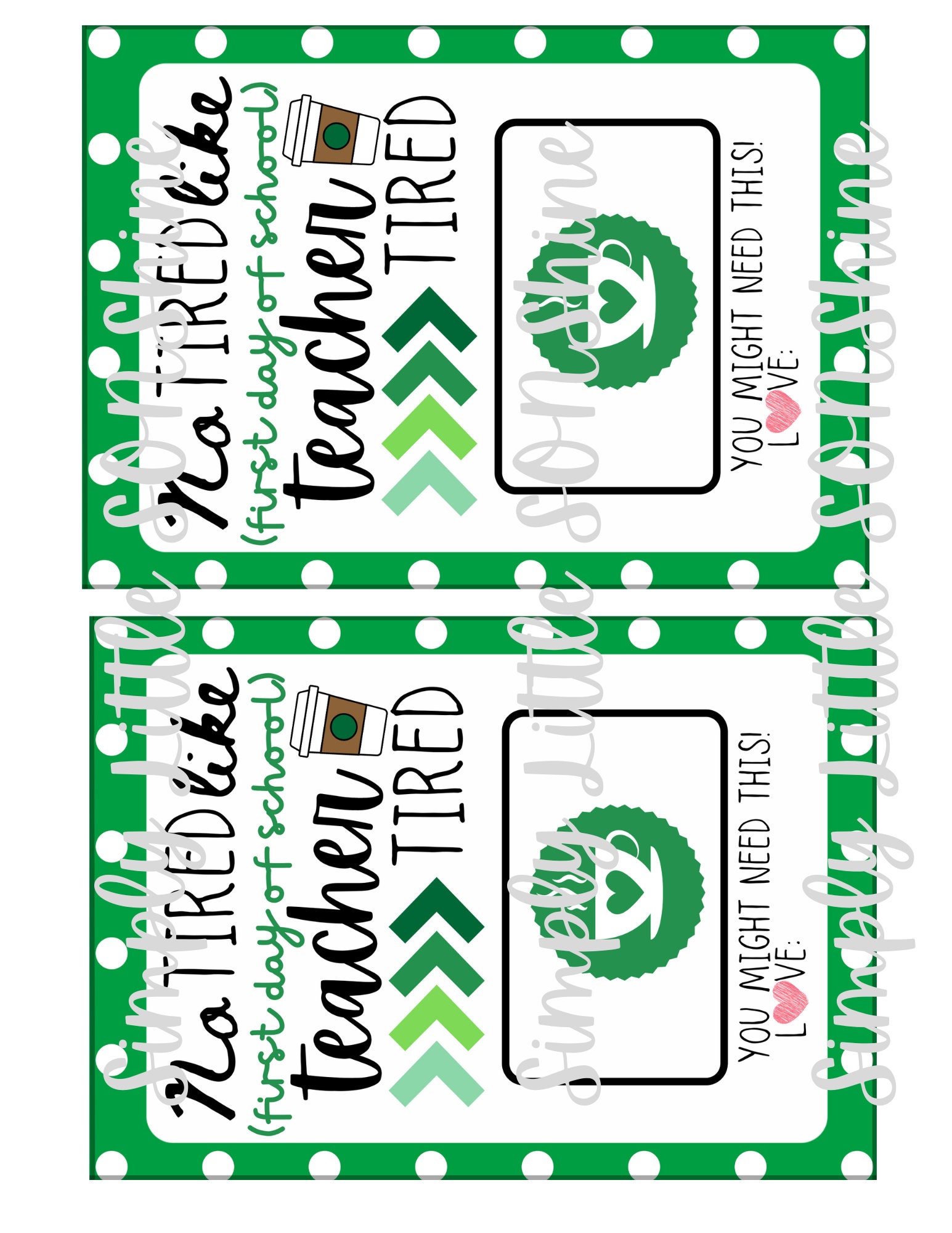 PRINTABLE Back to School Teacher Gift, Starbucks Teacher Gift Card ...