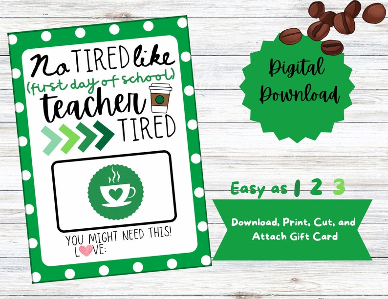 PRINTABLE Back to School Teacher Gift, Starbucks Teacher Gift Card ...