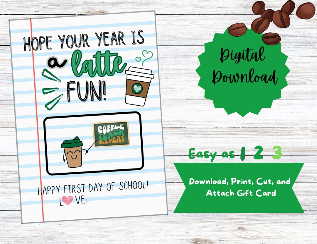 PRINTABLE Back to School Teacher Gift, Starbucks Teacher Gift Card ...