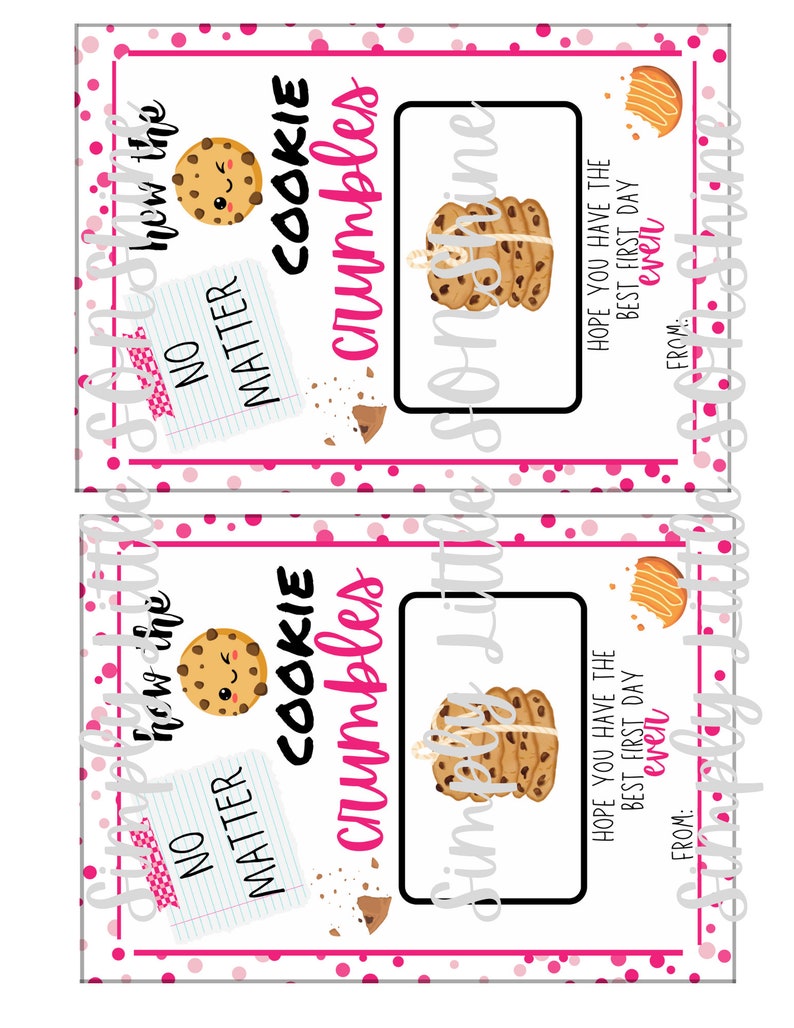 PRINTABLE Back to School Teacher Gift, Crumble Cookie Teacher Gift Card ...