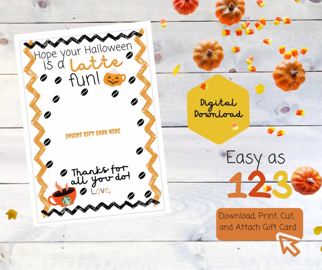 PRINTABLE Halloween Starbucks Teacher Gift Card Holder, Halloween ...