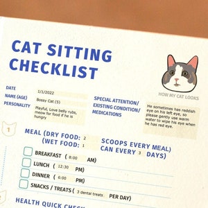 The Easy Peasy Cat Sitter Checklist, Pet Sitting Form, Pet Care ...