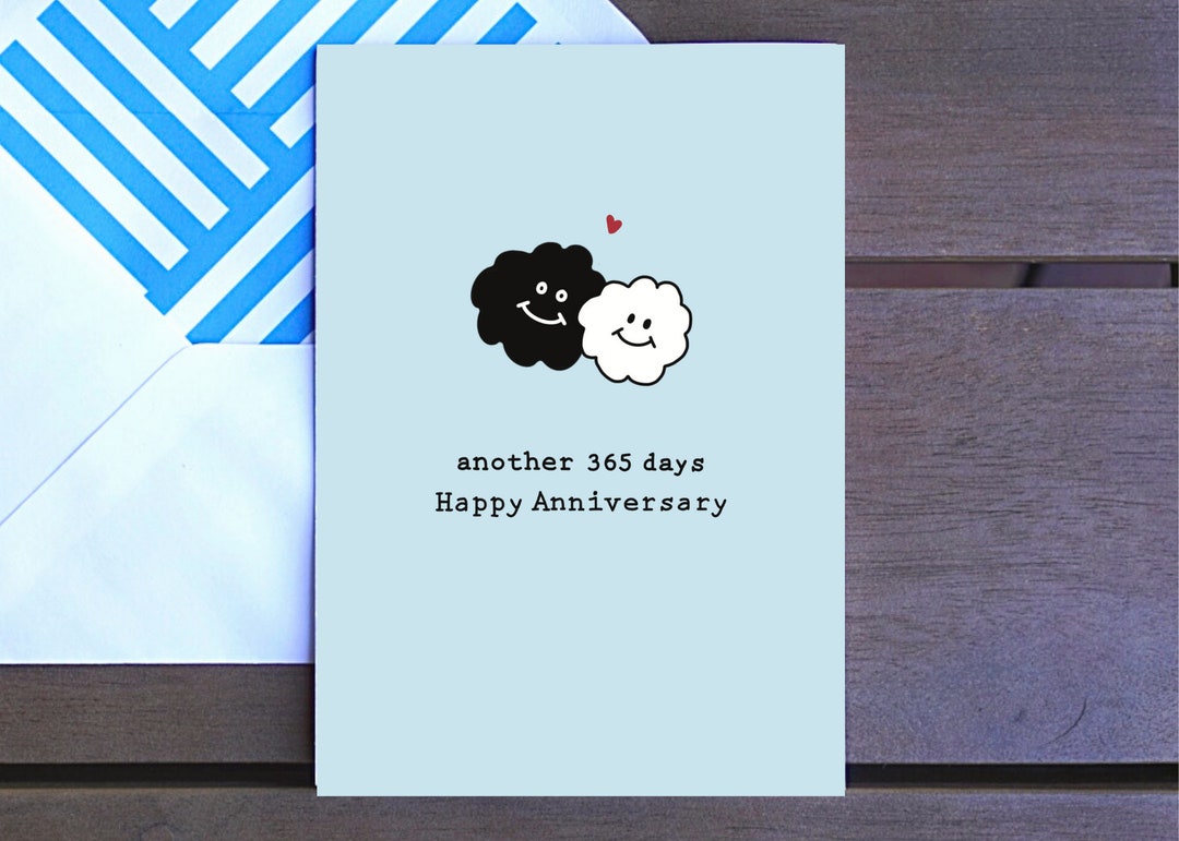 365 Days Sticky Couple Anniversary Card, Cute, Minimal, Valentines Day ...