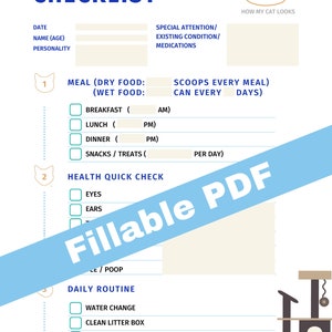 The Easy Peasy Cat Sitter Checklist, Pet Sitting Form, Pet Care ...