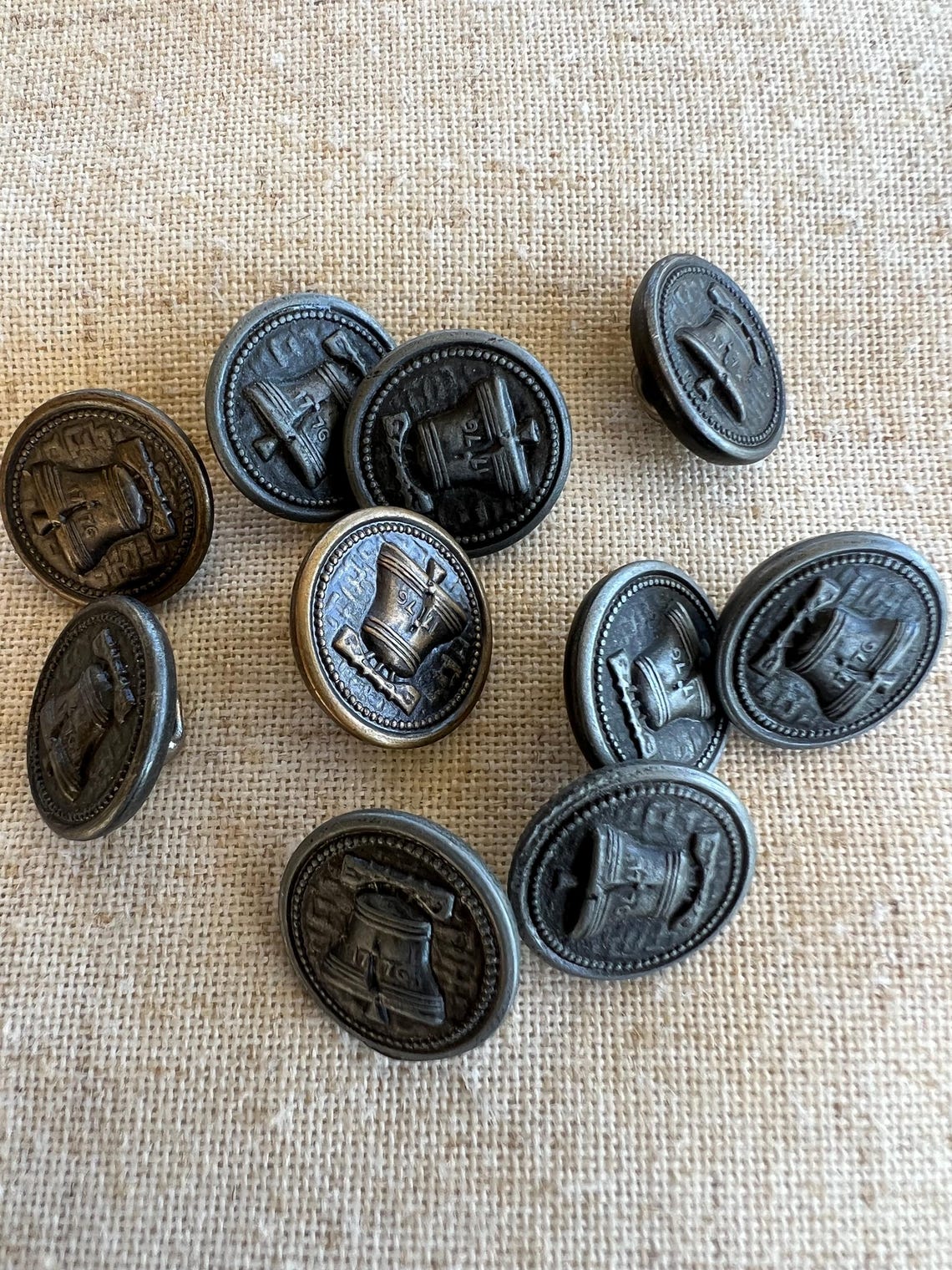 Vintage 1970s Small Bronze Liberty Bell Buttons set of 10 - Etsy