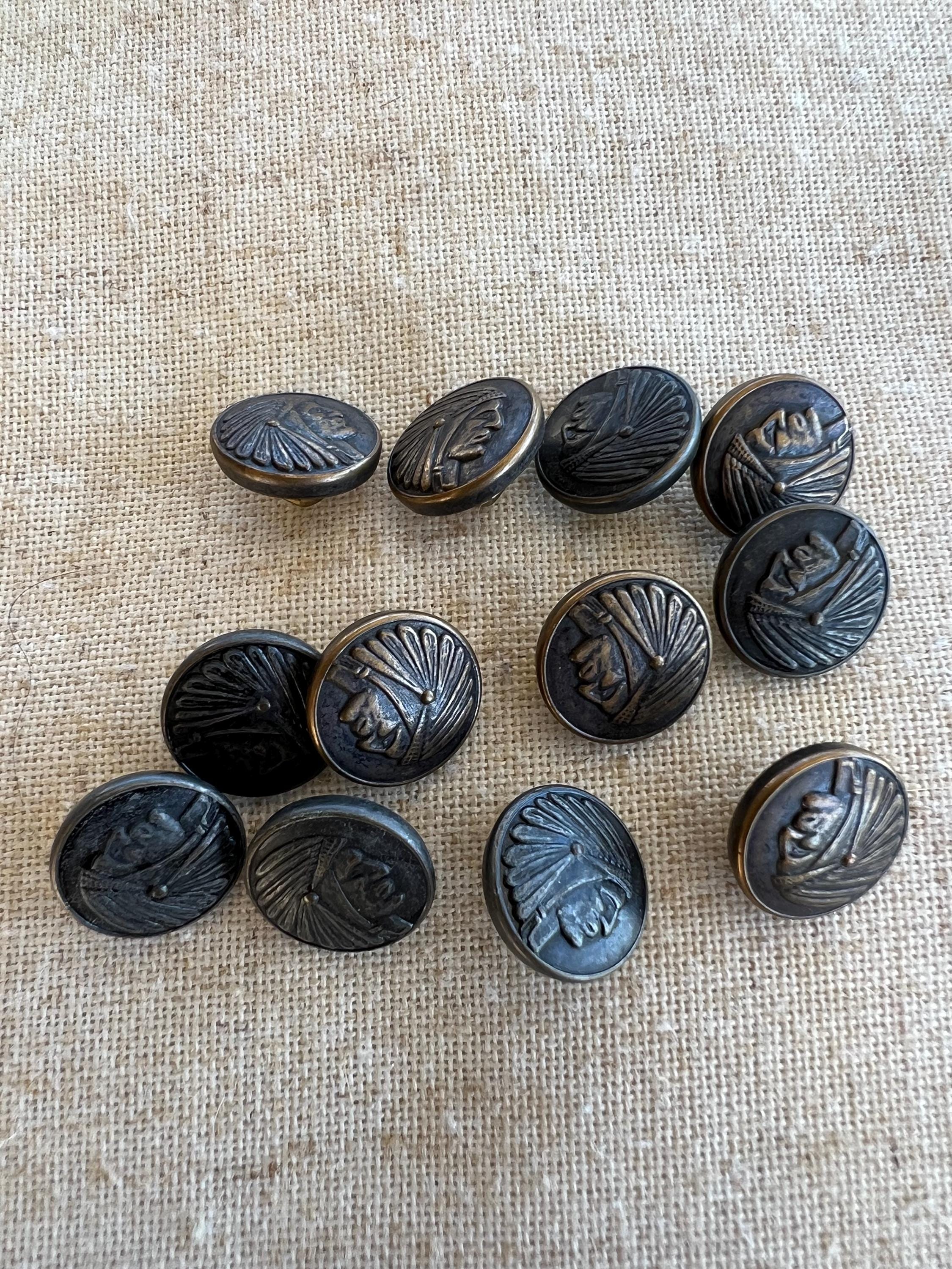 Vintage 1970s Small Bronze Indian Head Buttons (set of 12) - Etsy