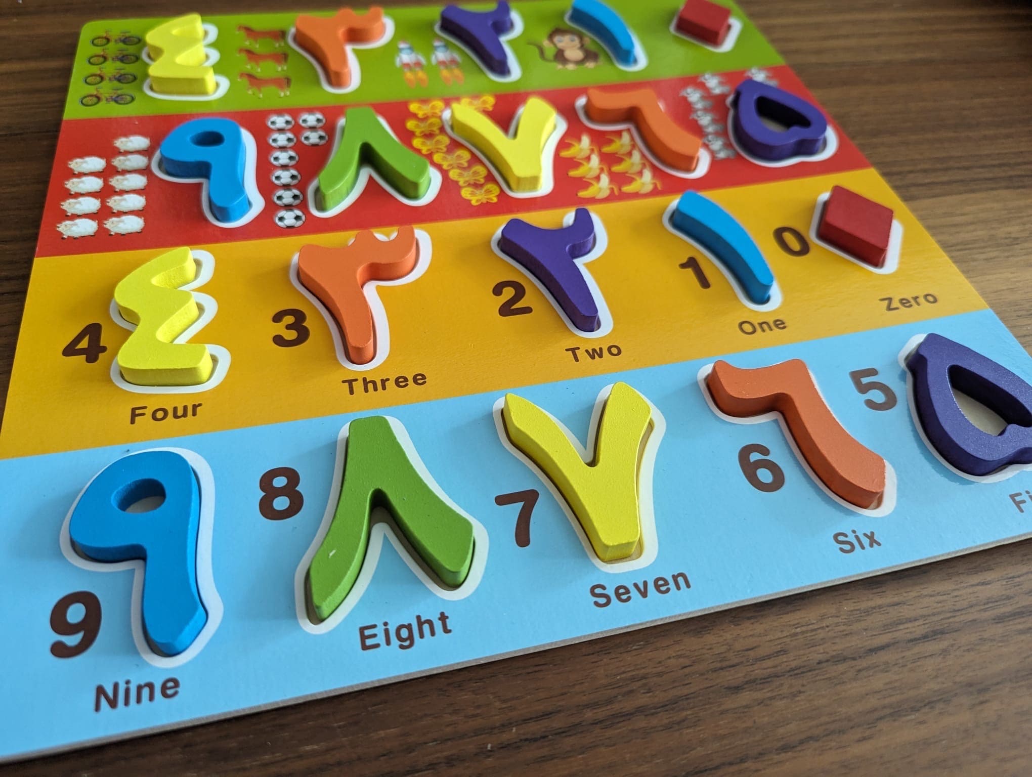 Arabic Letters Wooden Puzzle, Arabic Numbers Wooden Puzzle, Colorful ...