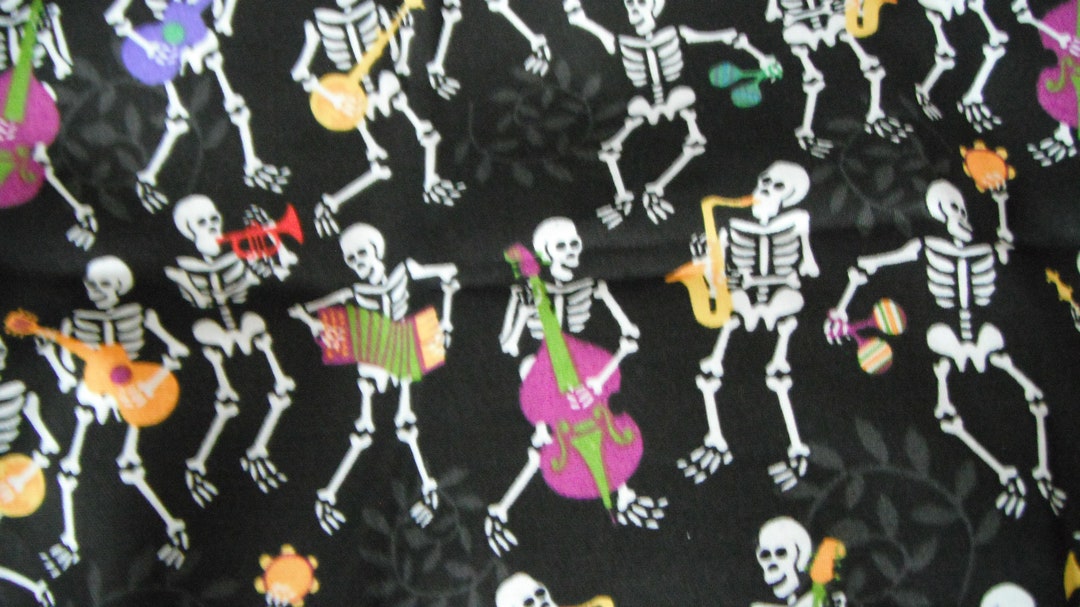 Halloween Musical Skeletons Cotton Fabric, Novelty Print - Etsy