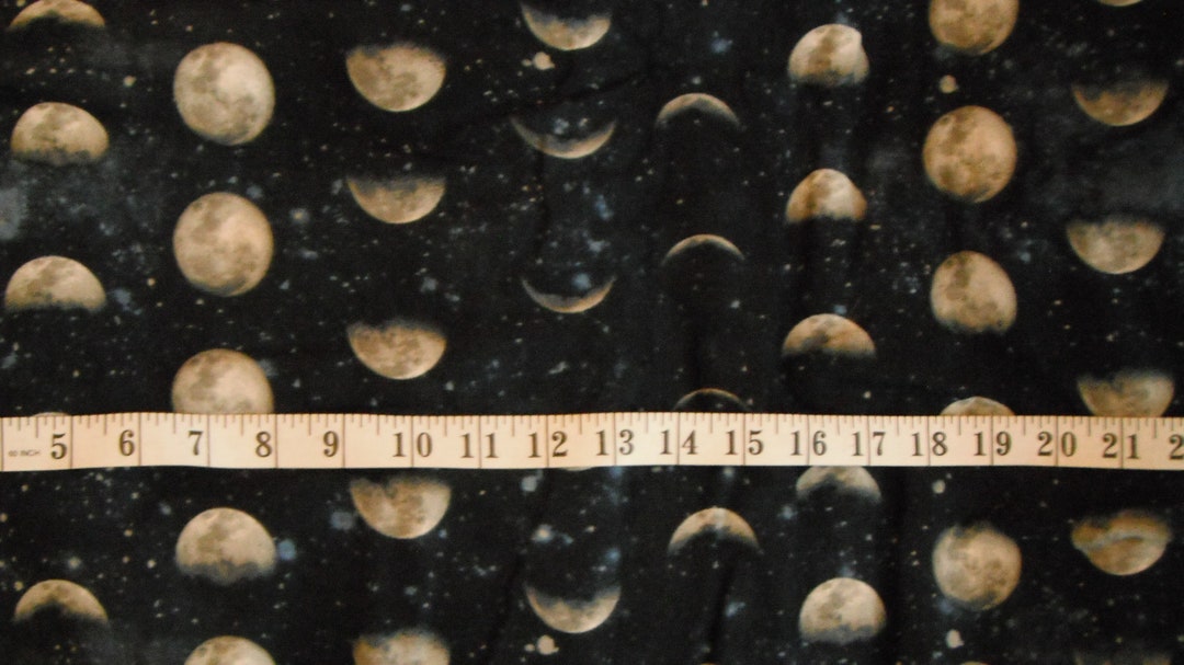 Moon Phases Flannel Fabric, Lunar Eclipse Fabric, Wicca, Wiccan ...
