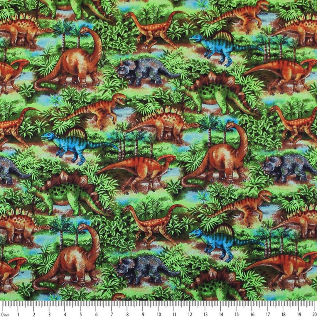 Dinosaur Cotton Fabric, Novelty Print by the Yard - Etsy