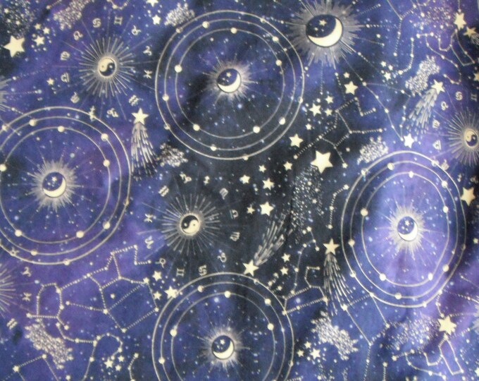Zodiac Fabric Zodiac Constellations Neptune Blue by ...